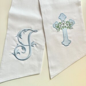 Floral Cross Monogrammed Sash - Baptism, Easter Basket, Wreath ...