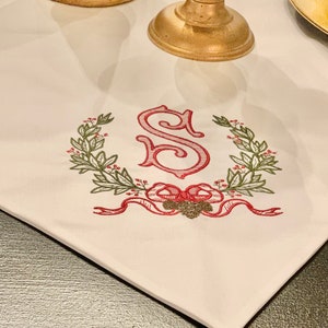 Table Runner With Romanesque Monogram and Holiday Frame - Decor ...