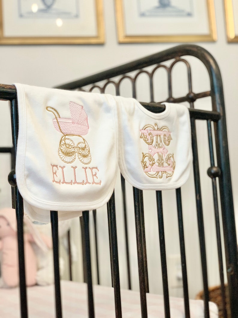 Trio Baby Gift Set - Blanket, Bib, and Burp Cloth - Baby Shower, Baby ...