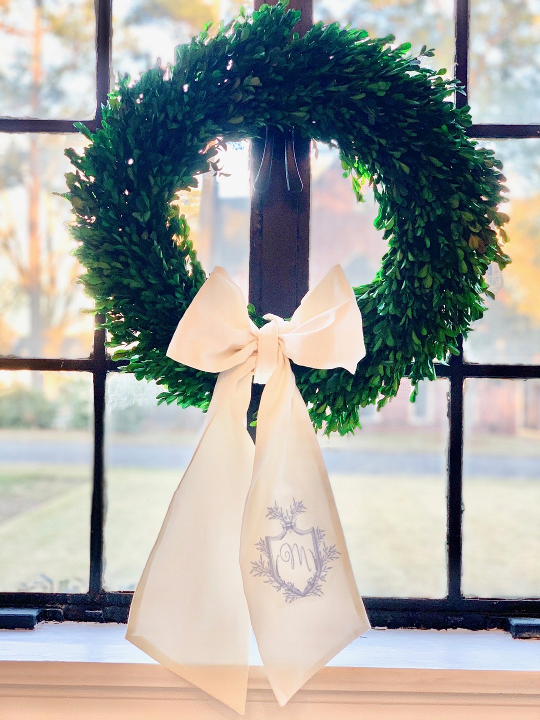 Wheat Crest With Monogram Sash (wreath or Bow) Front Door, Wedding ...