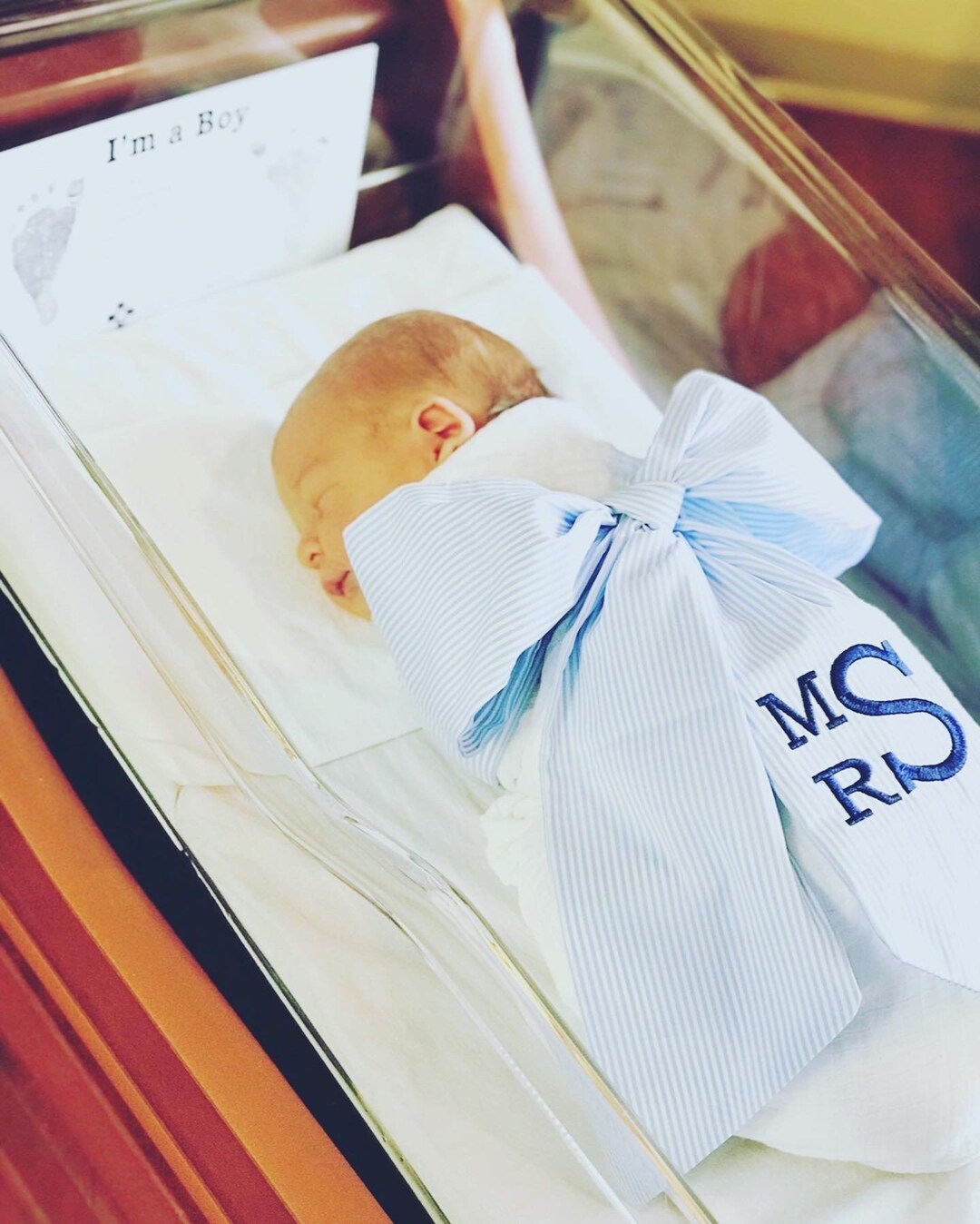 Bow Sash With 3 Letter Monogram - Baby Swaddle, Nursery Decor, - Etsy