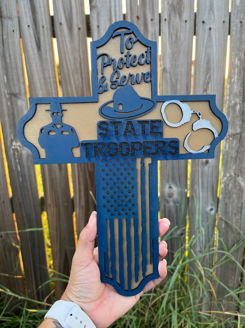 Thin Blue Line Wooden Cross: Law Enforcement Hero Gift - Etsy