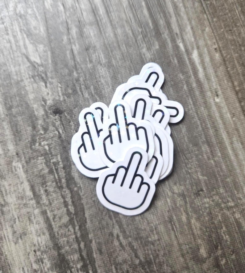 Holographic Middle Finger Sticker: Rude Mini Vinyl Decal, Black White ...