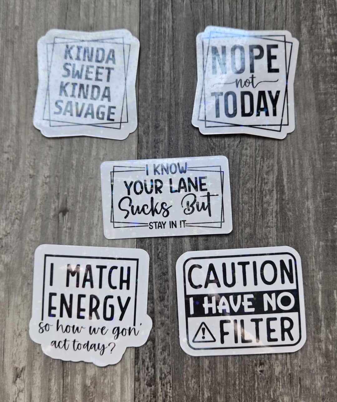 Holographic Snarky Sticker Set - Funny & Sarcastic Vinyl Decals (set of ...