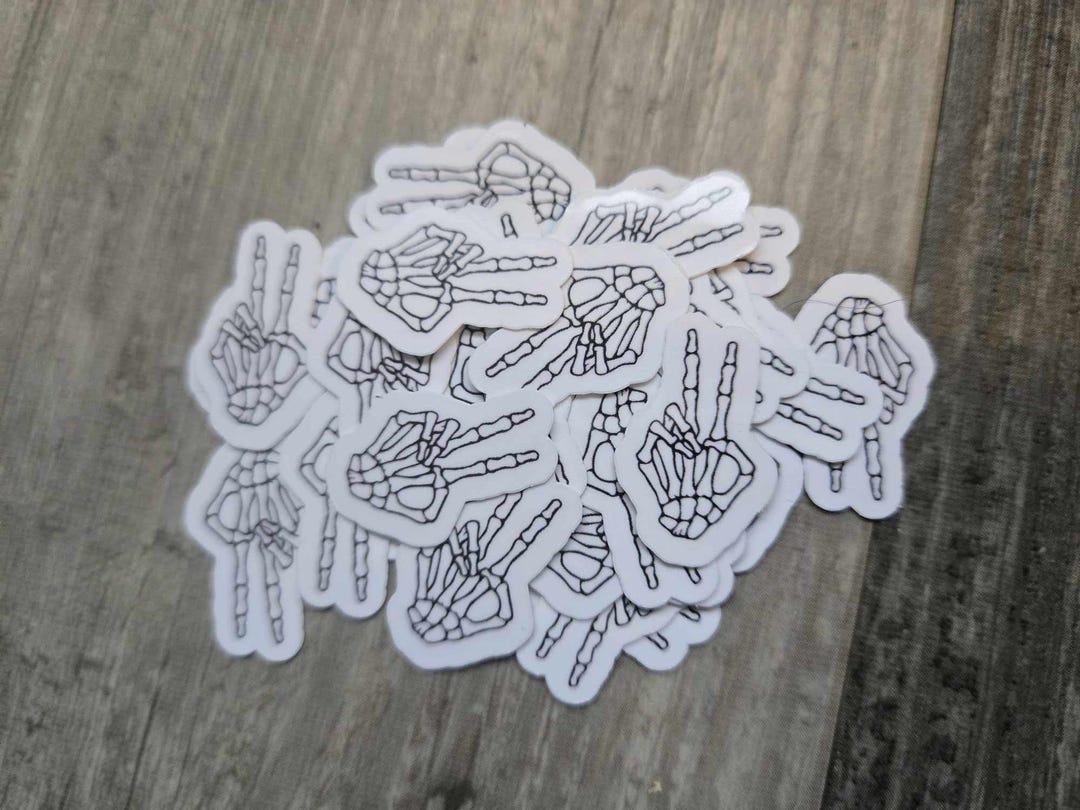 Tiny Skeleton Peace Sign Stickers - FUN 1” Gothic Hand Sign Decal - Etsy