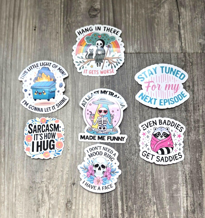 Funny Sarcastic Sticker Set: Dark Humor Vinyl Decals - Etsy