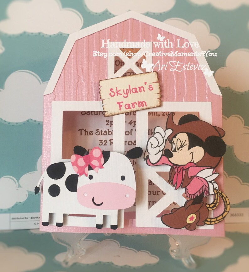 Minnie Mouse Western Farm / Barn Birthday Invitations / Red | Etsy
