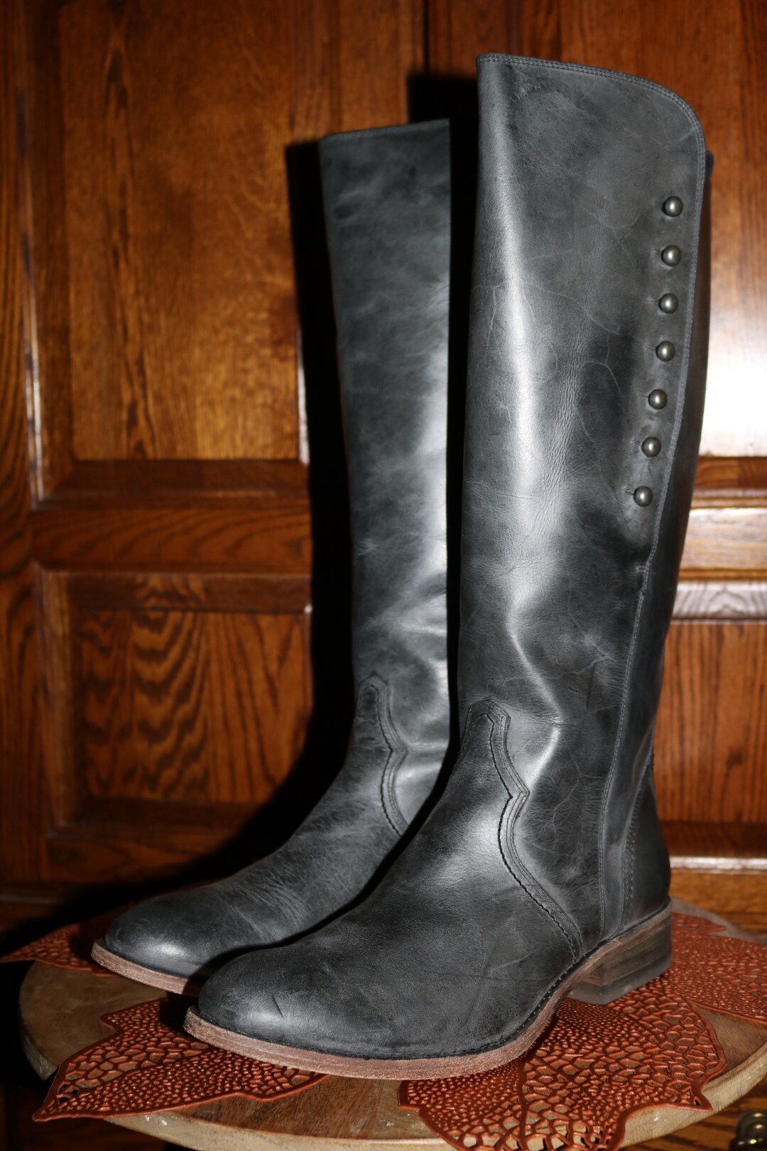 Spirit ~ Lucchese ~ Black/ Gray ~ Riding Boots ~ Vintage ~ Recycled ...