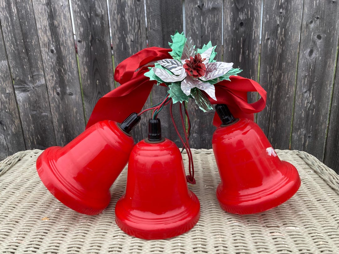 Vintage Lighted Working Christmas Bells Noma Lite 3 Red Bell Cluster ...