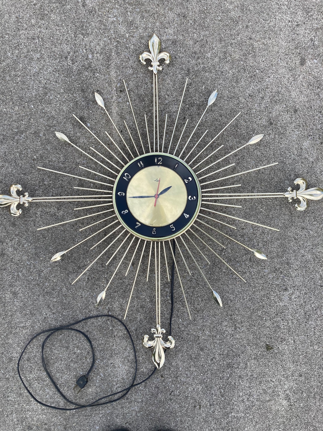 Vintage Mid Century Lux Fleur De Lis Atomic Starburst Wall Clock in ...