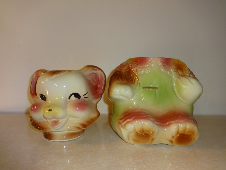 Vintage American Bisque Ceramic Teddy Bear Decorative Cookie Jar Mid ...