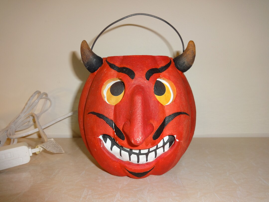 Vintage Halloween Reproduction Mache Red Devil Lighted Head - Etsy