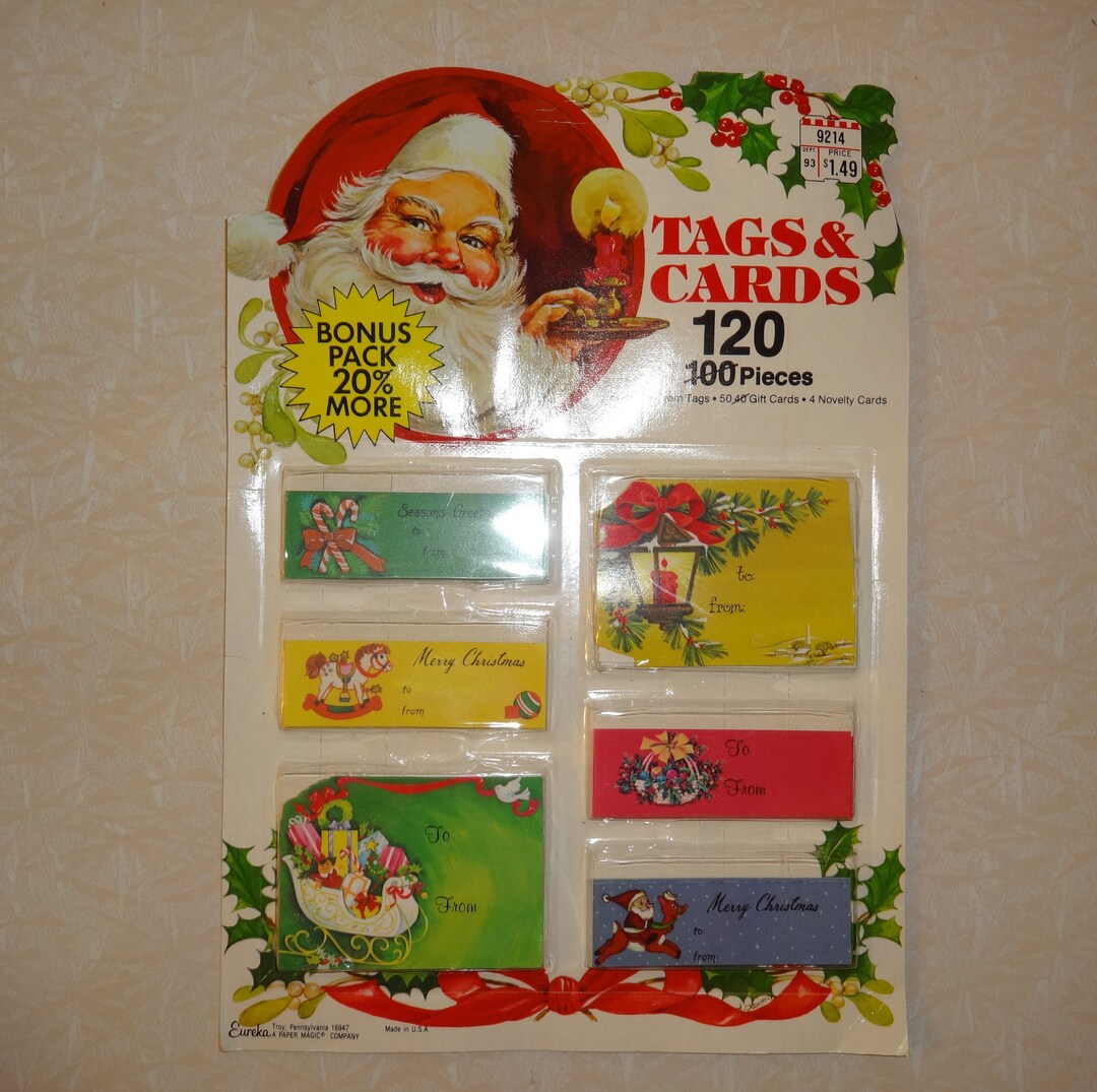 New Old Stock Vintage Eureka Holiday Christmas Gift Tags 120 Count - Etsy