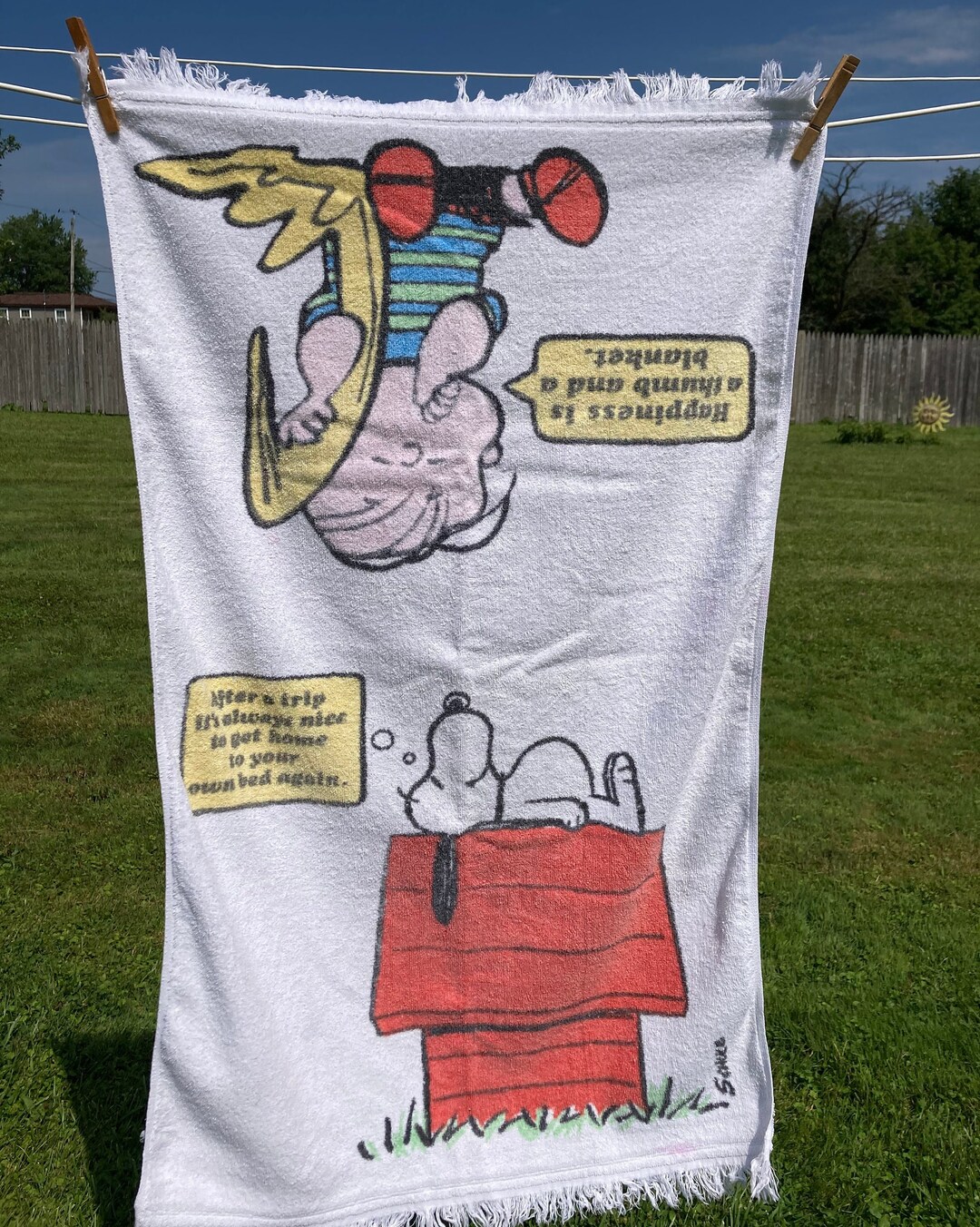 Vintage JCP Snoopy Schultz Peanuts Small Beach Towel Happiness Is... - Etsy