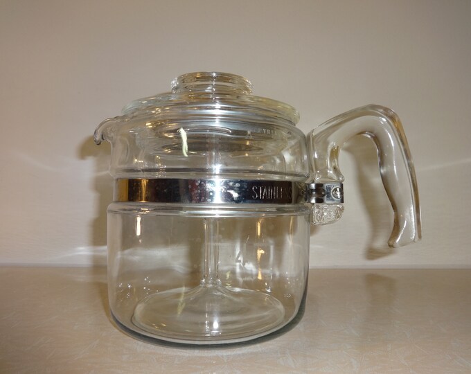Vintage Pyrex Glass Percolator Coffee Pot 4 Cup Glass Flameware 7754-B ...