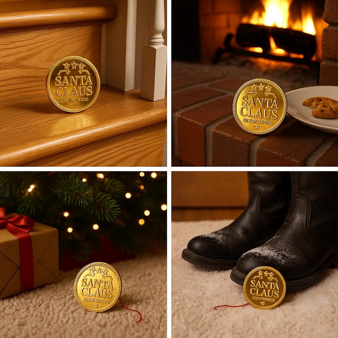 Santa's Lost Golden Button With Thread - Kid Evidence of St. Nick - Etsy