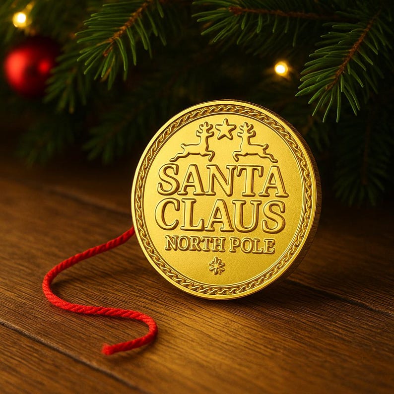 Santa's Lost Golden Button With Thread - Kid Evidence of St. Nick - Etsy