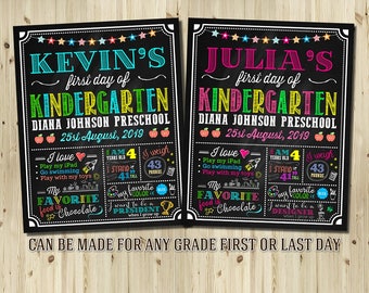 First day of Kindergarten sign First day of school sign