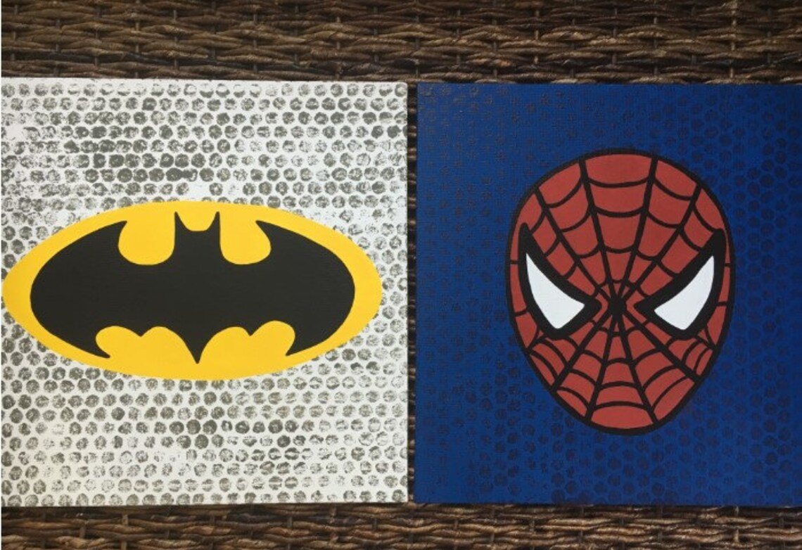 Superhero Canvas, Super Hero Wall Art, Handpainted Superhero Art - Etsy