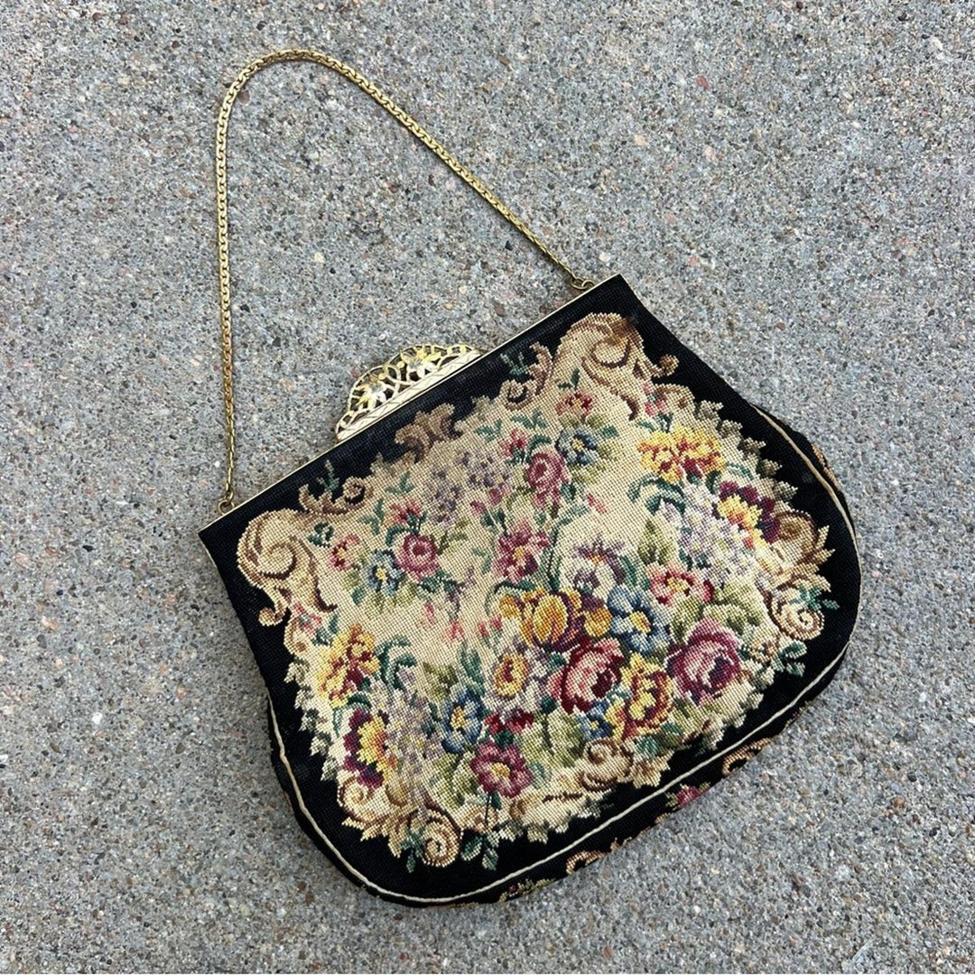 Vintage Jolles Austria Purse Petit Point Embroidered Floral 1930s ...