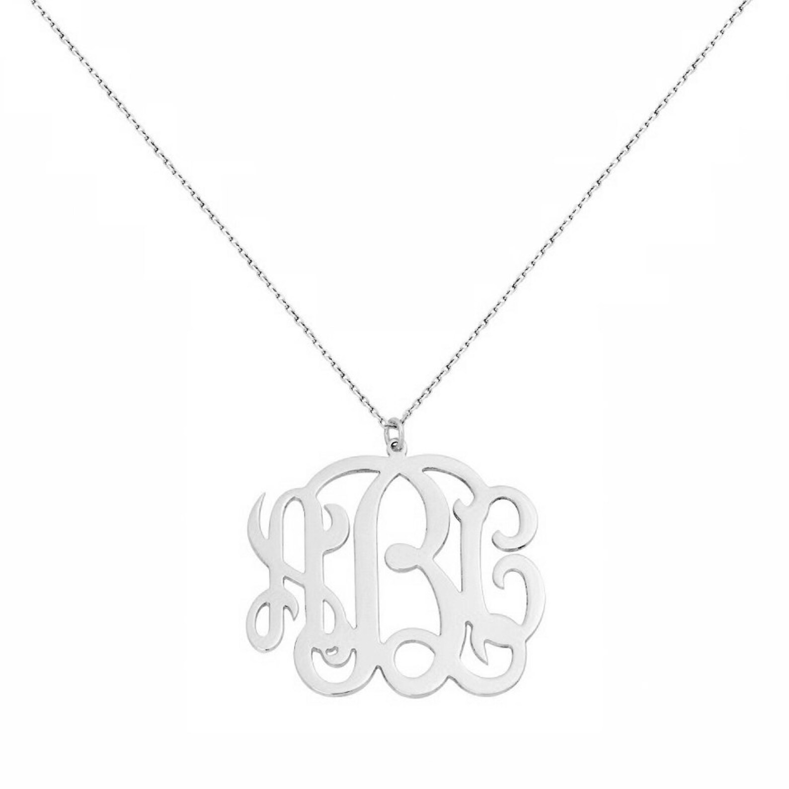 Custom Made 3 Initials Monogram Pendant Necklace in 925 - Etsy