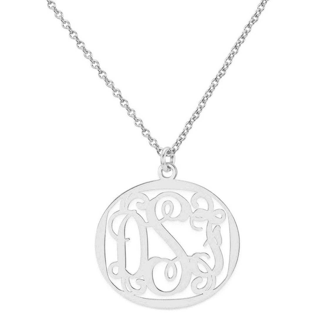 Custom Made 3 Initials Monogram Heart Necklace in 925 Sterling Silver ...