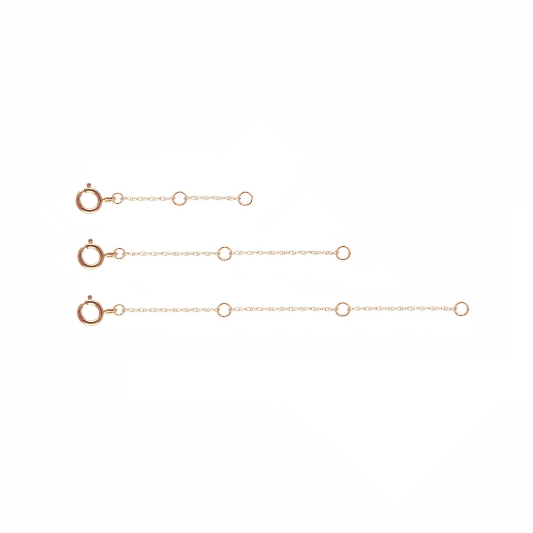 14k Solid Rose Gold 0.9mm Rope Chain Extender With Additional Jump ...