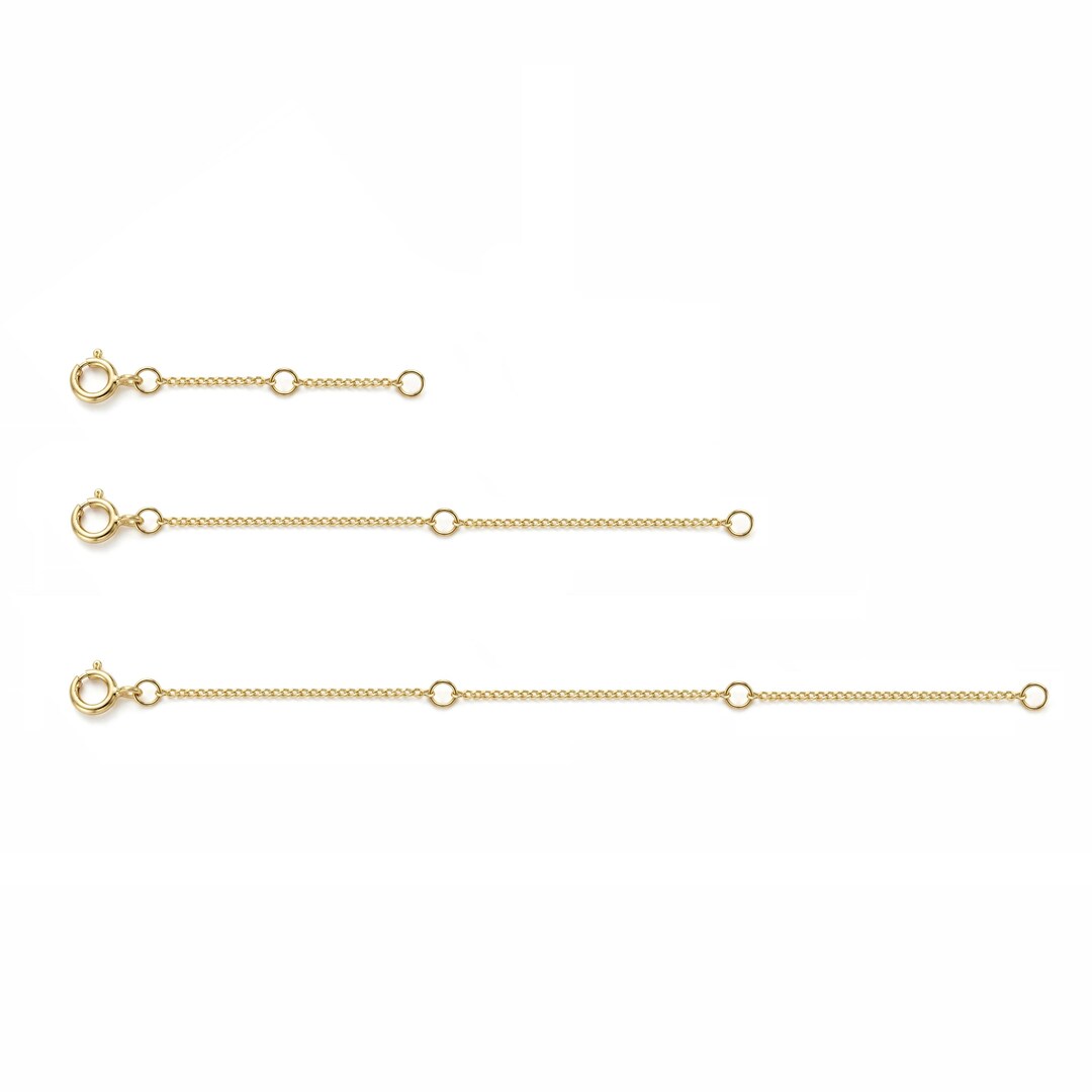 14k Solid Yellow Gold 0.8mm Curb Chain Extender Spring Ring With ...