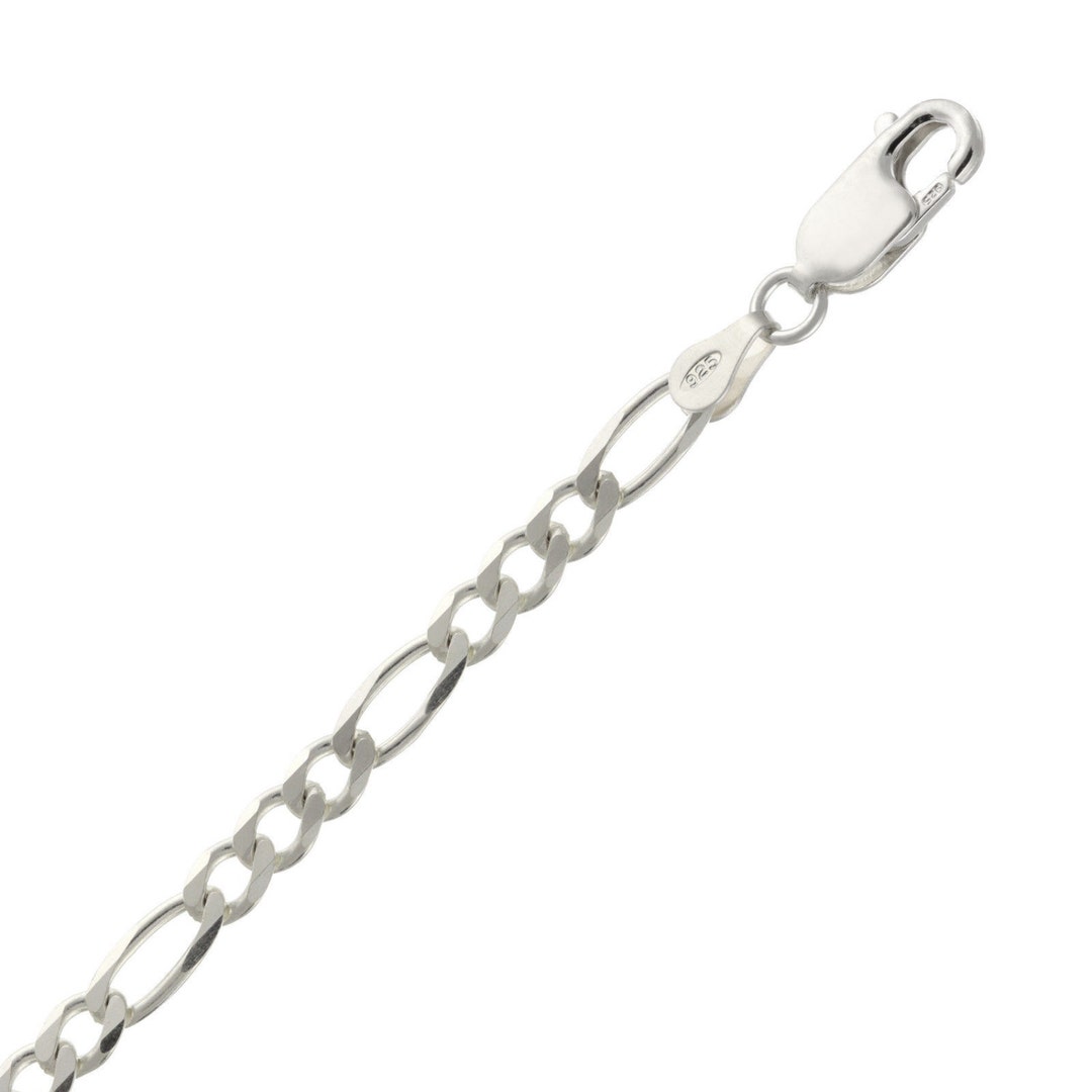 4.7mm Diamond Cut Figaro Chain Necklace, Bracelet, Anklet in 925 ...
