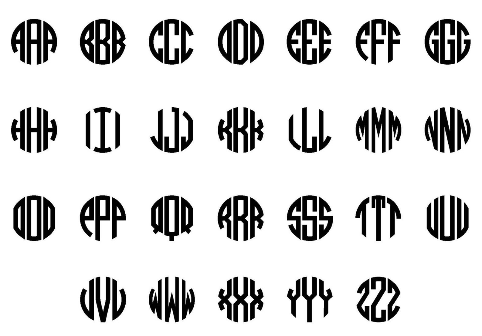 Custom Made 3 Initials Circle Block Monogram Necklace in 925 | Etsy