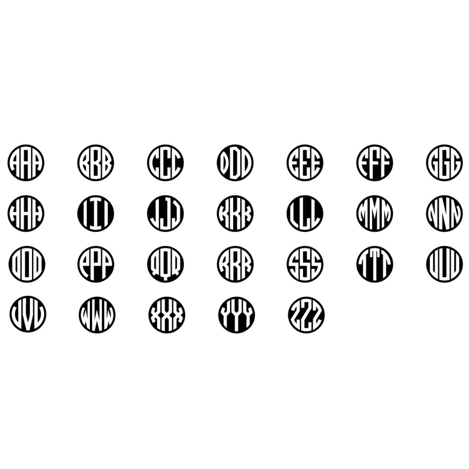 Custom Made 3 Initials Circle Font Monogram Necklace in 925 - Etsy