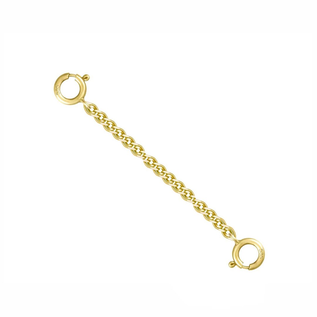 14k Solid Yellow Gold 2.5mm Nonna Link Chain Extender, Chain Guard 1 ...