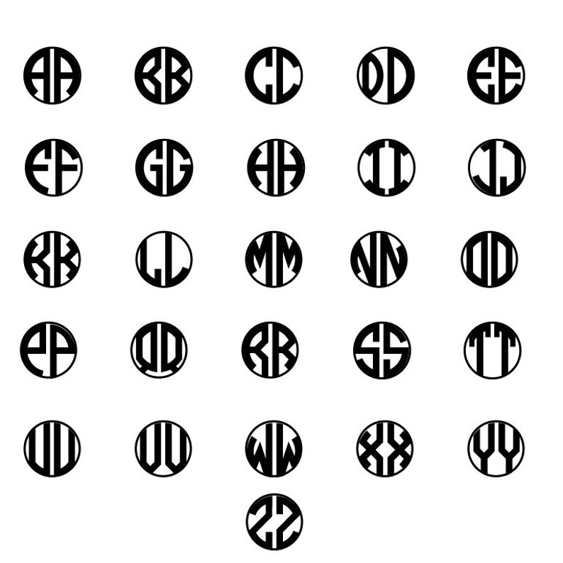 Custom Made 2 Initials Circle Font Monogram Necklace in 925 Sterling ...