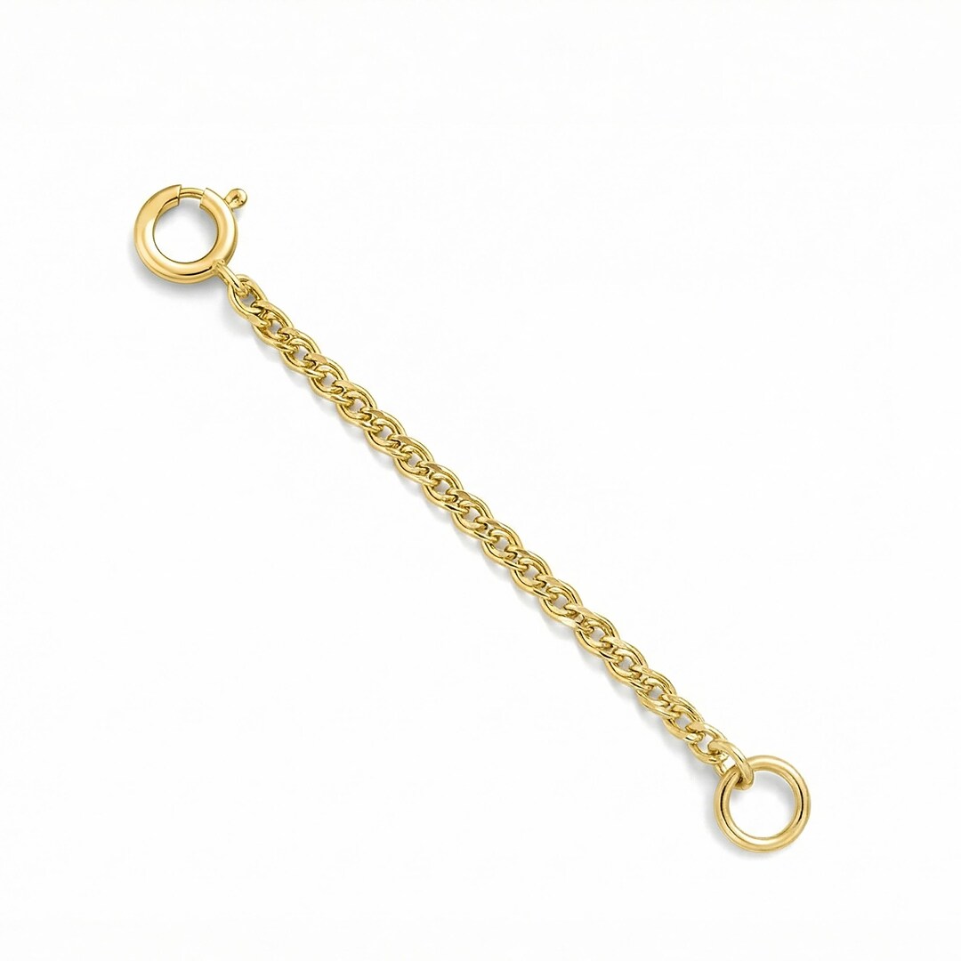 14k Solid Yellow Gold 1.8mm Nonna Link Chain Extender 1" to 10" Medium ...