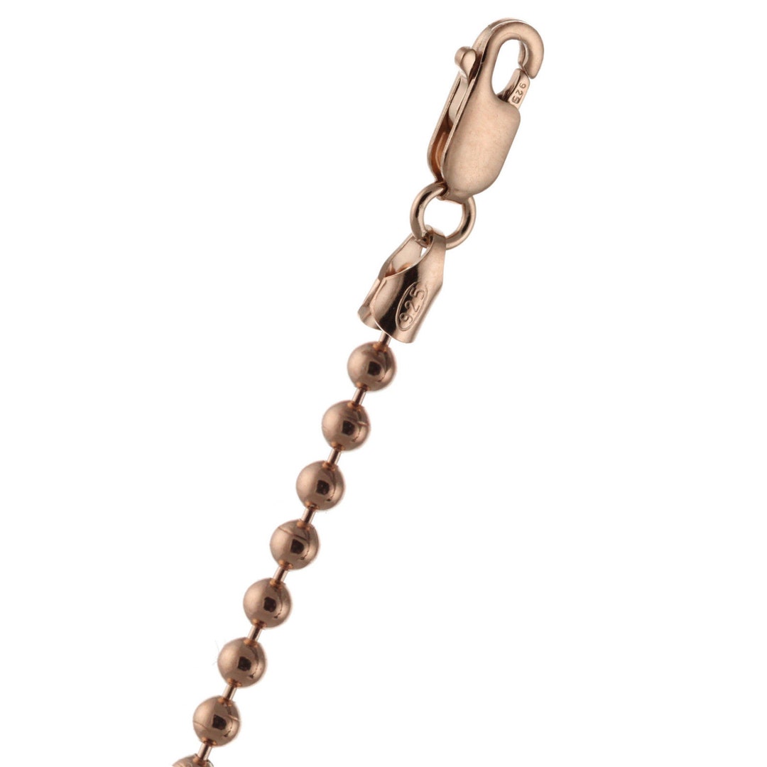 3.0mm Round Bead Chain Necklace, Bracelet, Anklet in 14k Rose Gold Over ...