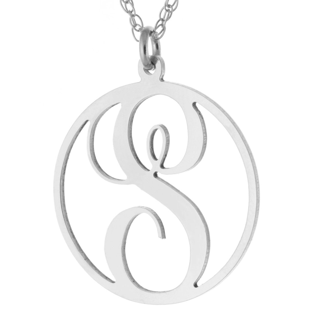 Personalized Initial A-Z Monogram Circle Pendant Necklace in 925 ...