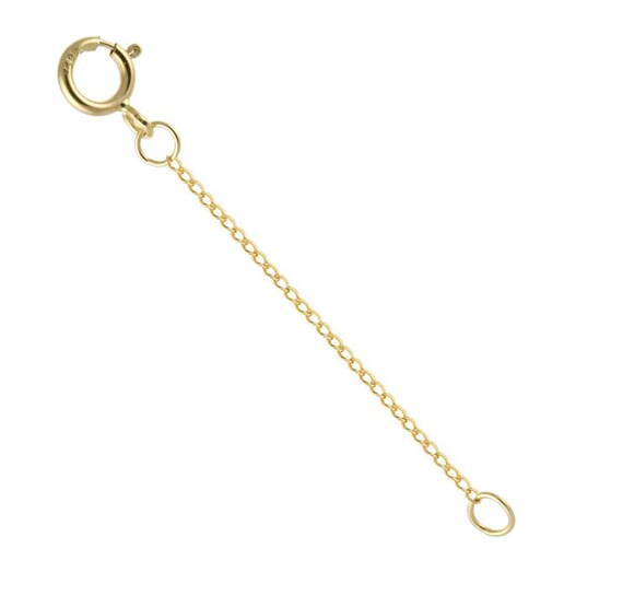 14k Solid Yellow Gold 0.8mm Curb Chain Extender 4mm Spring | Etsy