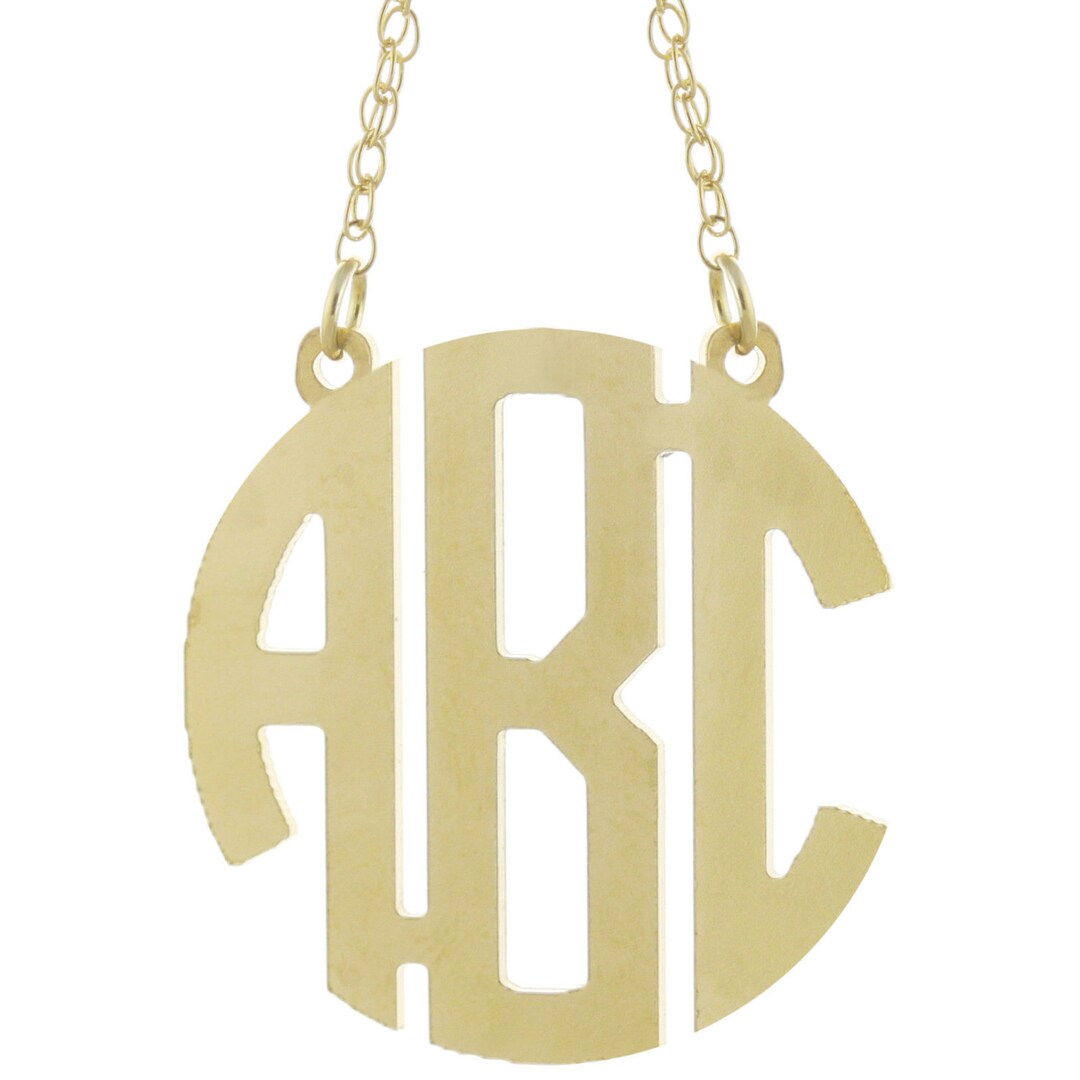 Custom Made 3 Initials Circle Block Monogram Necklace in 925 Sterling ...