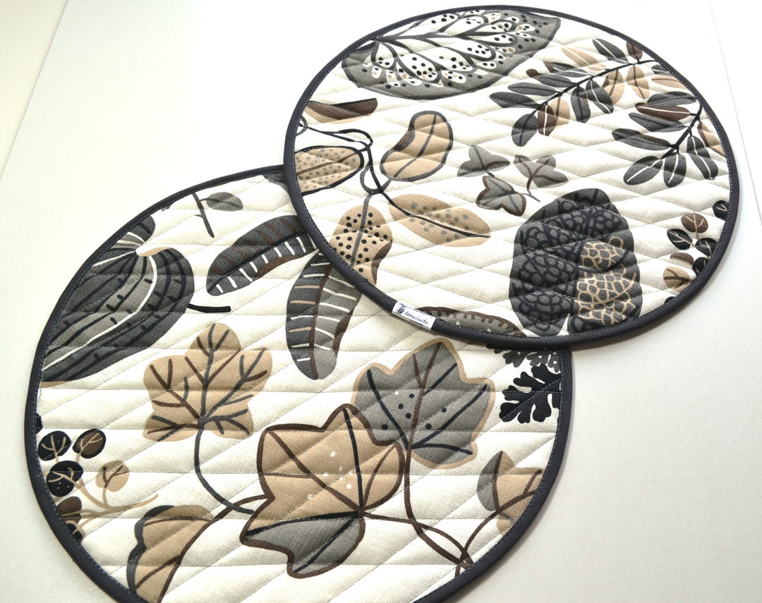 Placemats, Leaf Pattern, Dinnerware Set, Lunch, Round Placemats ...