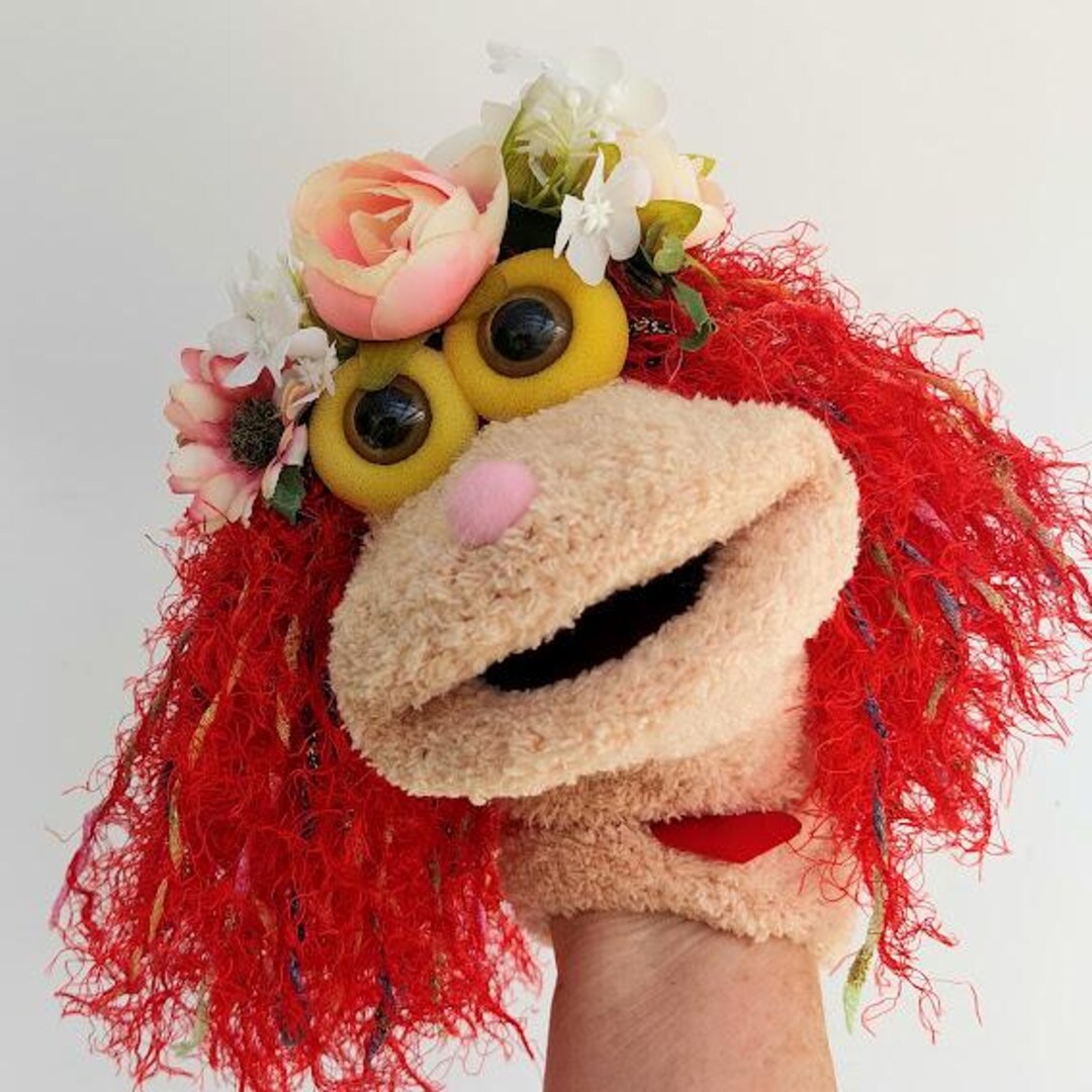 Pink Sock Puppet Girl Withred Hair, Birthday Present for Girls, Grandma ...