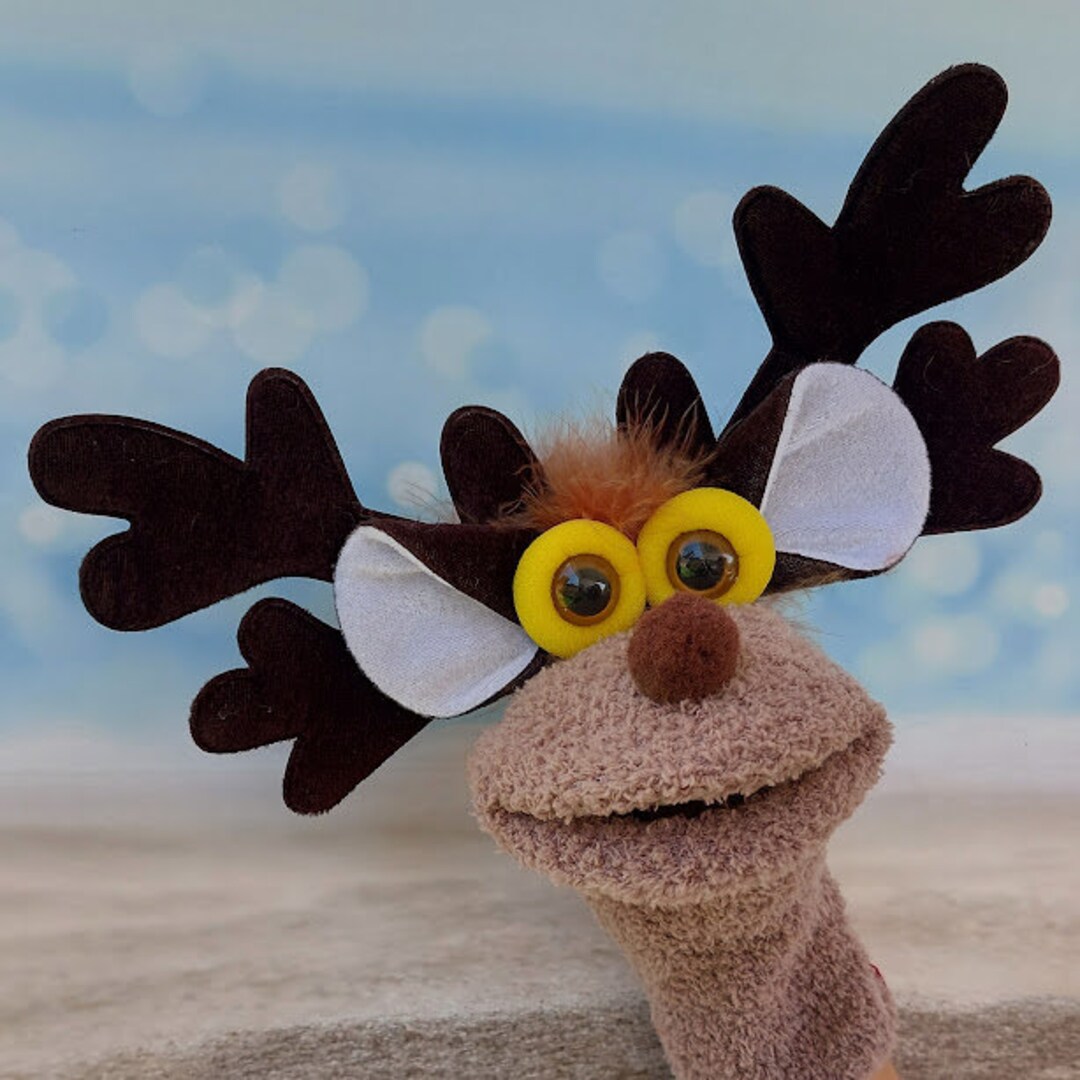 Reindeer Handmade Sock Puppet, Animals Cute Puppets Theater Show, Soft ...