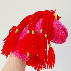 Birthday Gift Red Sock Puppet Girl With Braids, Hand Puppet Gift for ...