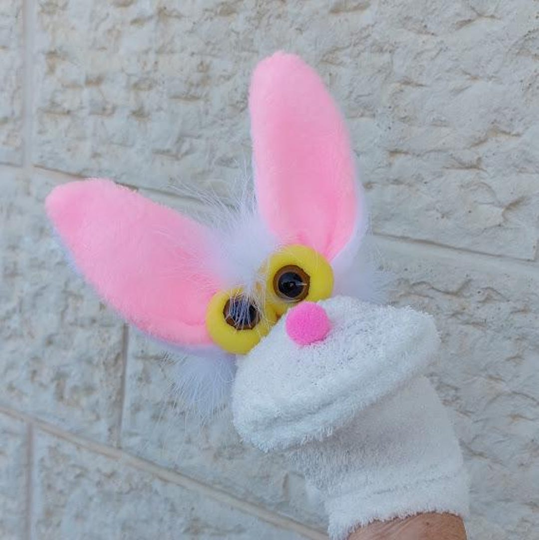 White Rabbit Puppet, Baby Birthday Gift, Soft Toy, Forest Animals ...