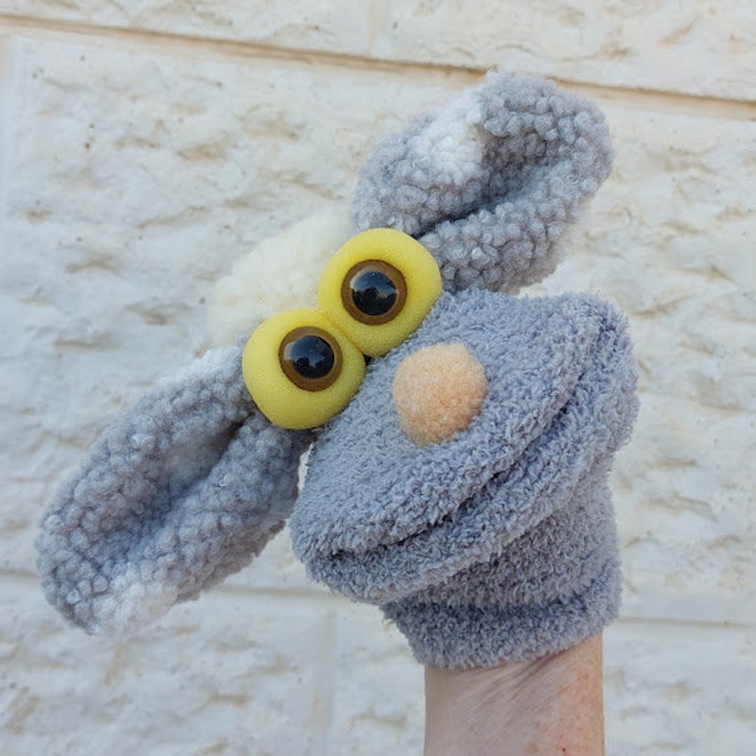 Plush Lamb Grey Puppet for Imaginative Play, Birthday Gift Handmade ...