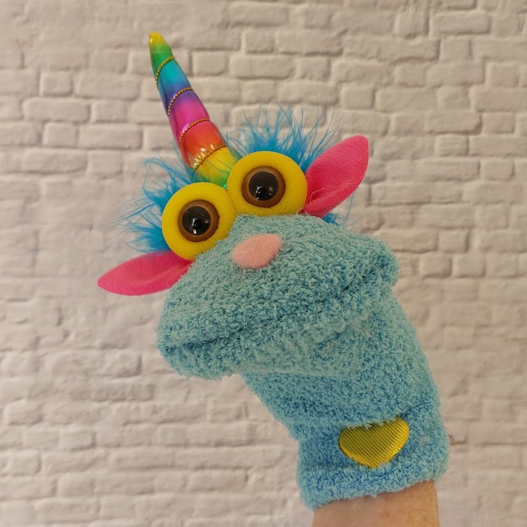 Blue Unicorn Sock Puppet Professional Handmade Sock Puppets - Etsy UK