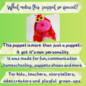 Birthday Gift Red Sock Puppet Girl With Braids, A Funny Puppet With ...
