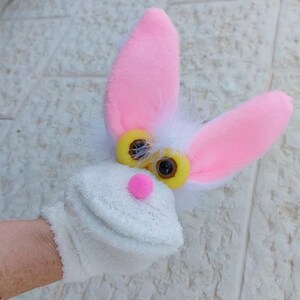 White Rabbit Puppet, Baby Birthday Gift, Soft Toy, Forest Animals ...