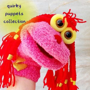 Birthday Gift Red Sock Puppet Girl With Braids, A Funny Puppet With ...