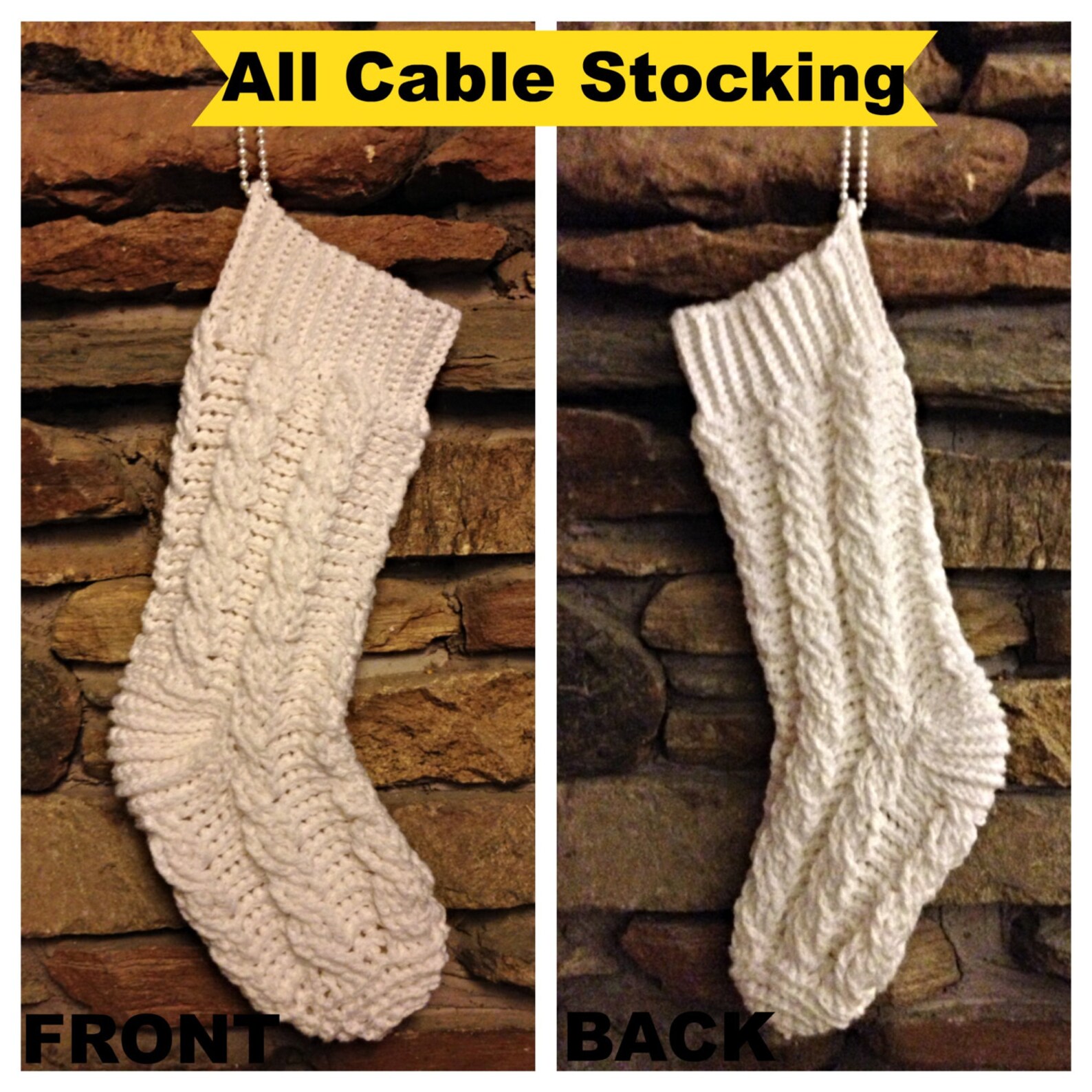 Crocheted Christmas Stocking, Cable Knit Christmas Stockings, Wedding ...