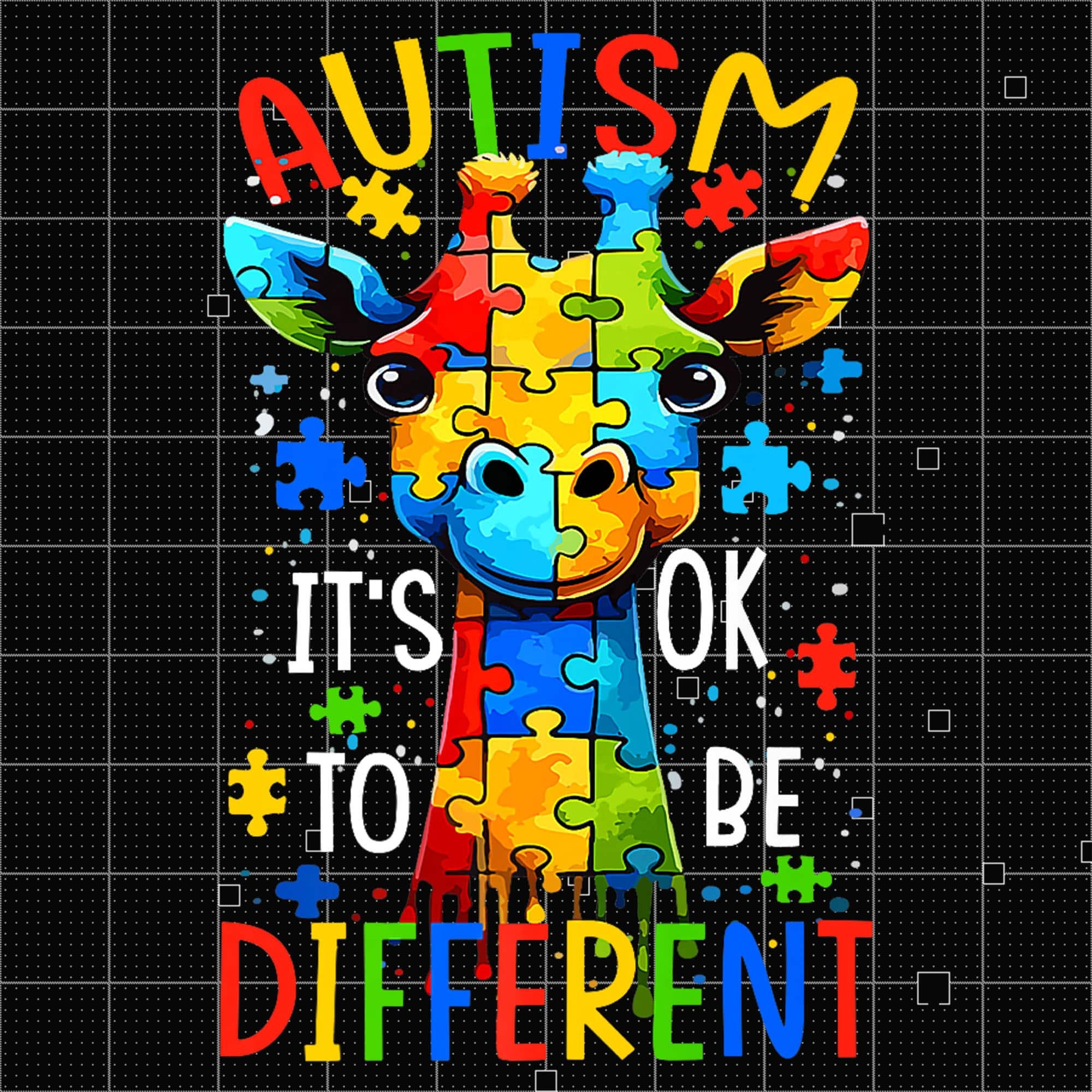 Autism Awareness Cute Giraffe Animal Png, Its Ok to Be Different Png ...
